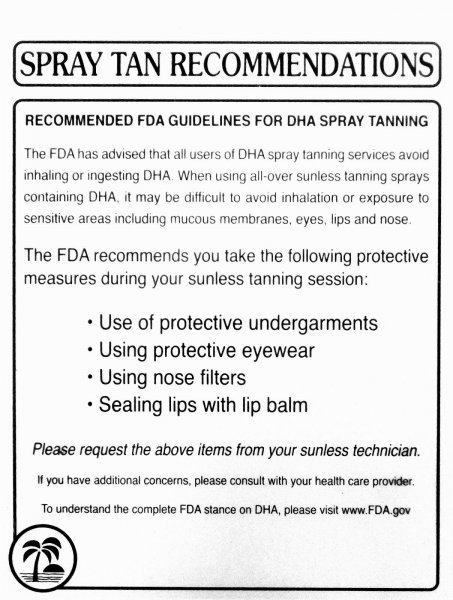 Wolff Tanning > Tanning Signs > ACRYLIC SPRAY TAN RECOMMENDATIONS SIGN ...